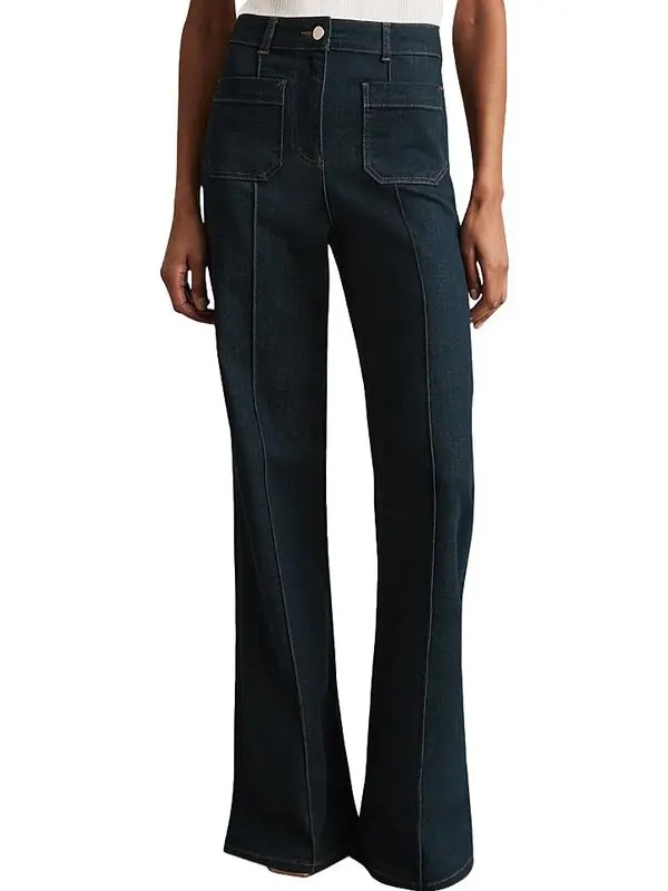 REISS High-rise Flare Jeans - Dark Blue