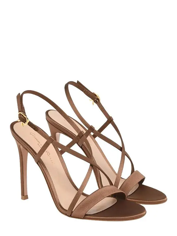 GIANVITO ROSSI Larisse Strappy Sandals - Brown Fabric