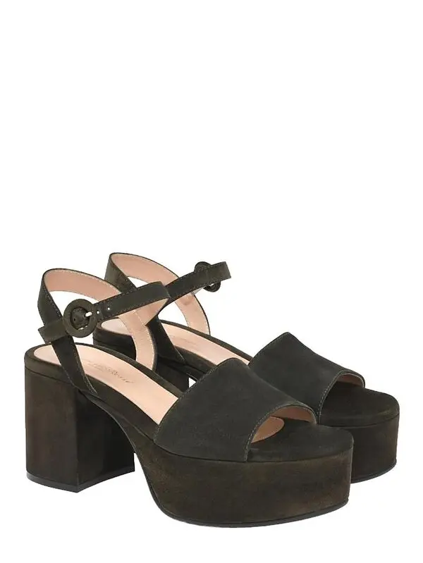 GIANVITO ROSSI Carol Platform Sandals - Green Suede