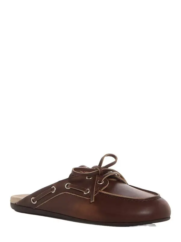 Miu Miu Boat Loafer Mules - Bruciato Leather