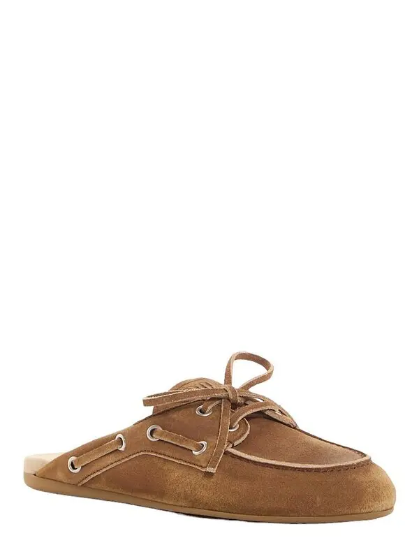 Miu Miu Boat Loafer Mules - Cannella Suede