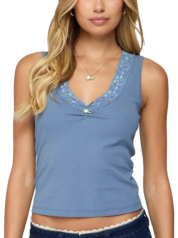 EDIKTED Lacey Tank Top - Blue