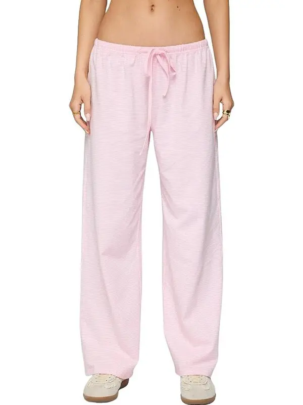 EDIKTED Olivia Striped Loose Fit Pants - Light-pink