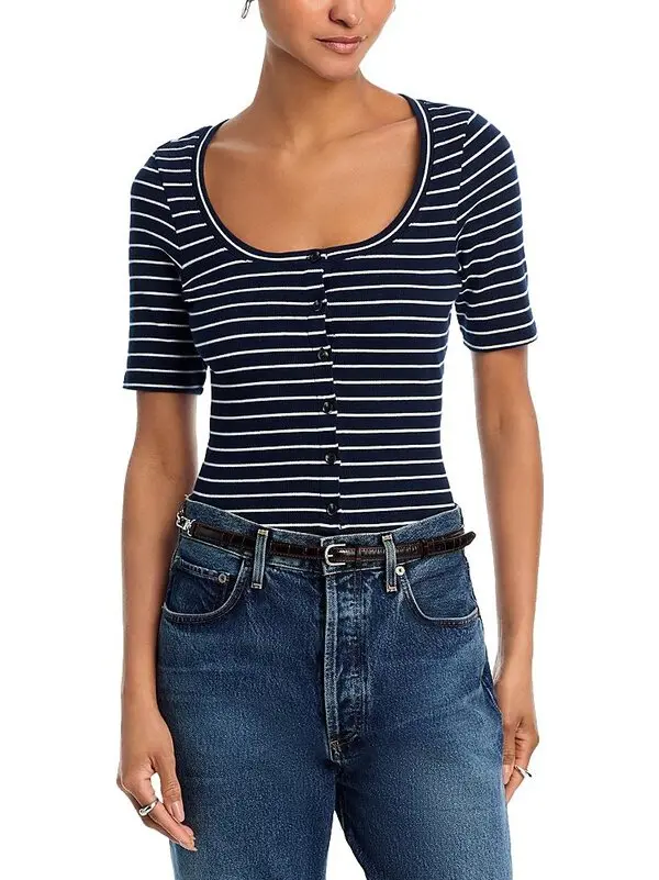 Paige Evette Top - Navy/white