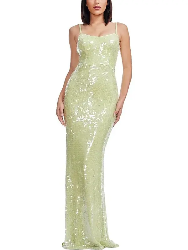 Dress The Population Giovanna Sequin Gown - Celery Juice