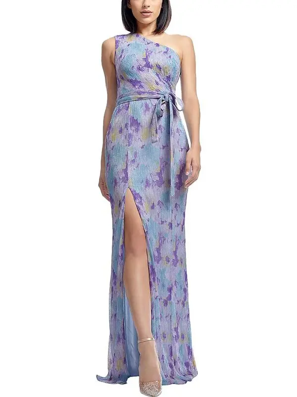 Dress The Population Bella One Shoulder Gown - Sky Multi