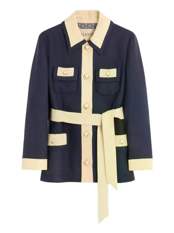 Valentino Garavani Caban Jacket With Belt - Blue