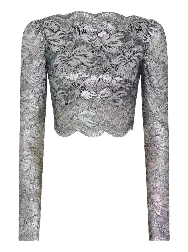 Rabanne Cropped Lace Top - Silver