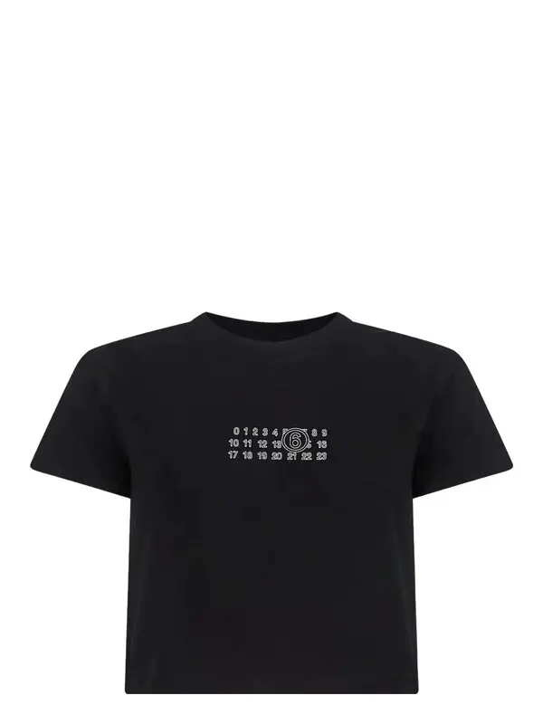 MAISON MARGIELA Numbers Motif Cropped T-shirt - Black