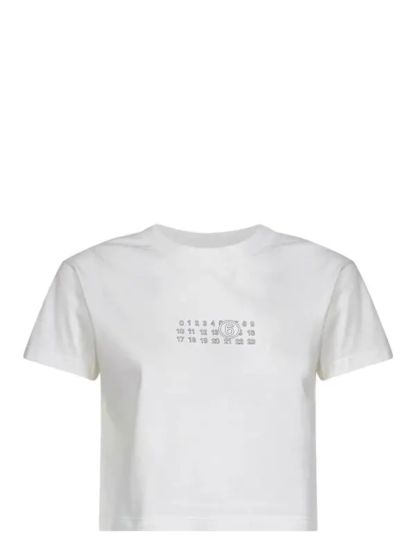 MAISON MARGIELA Numbers Motif Cropped T-shirt - White