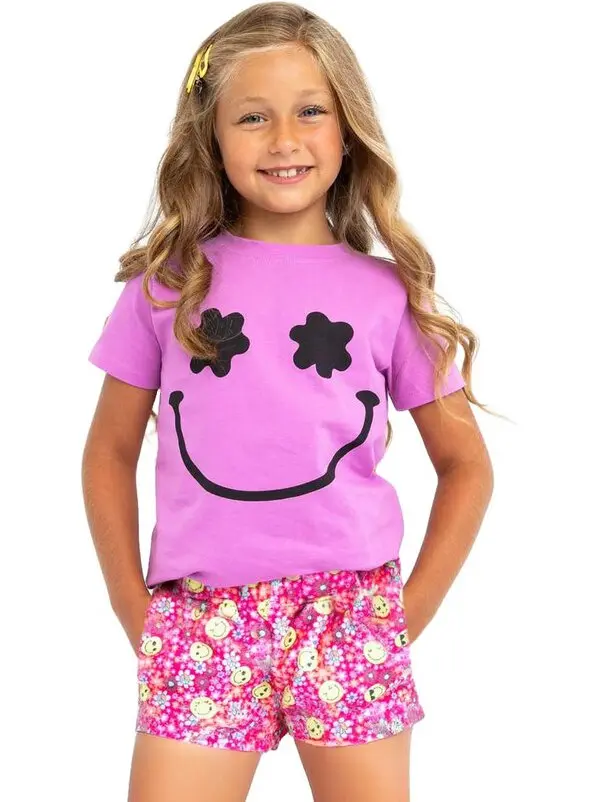 PREPPY GOOSE Floral Plush Lounge Shorts - Fuchsia