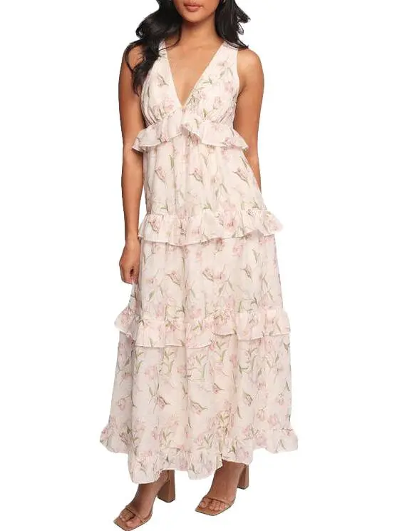 PETAL & PUP Willis Floral Ruffle Maxi Dress - Pink Floral