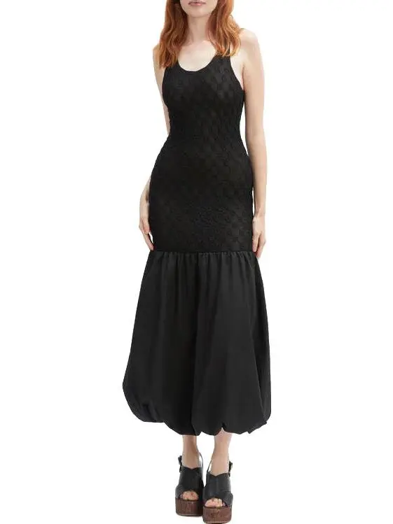 Bardot Lace Poplin Trumpet Dress - Black