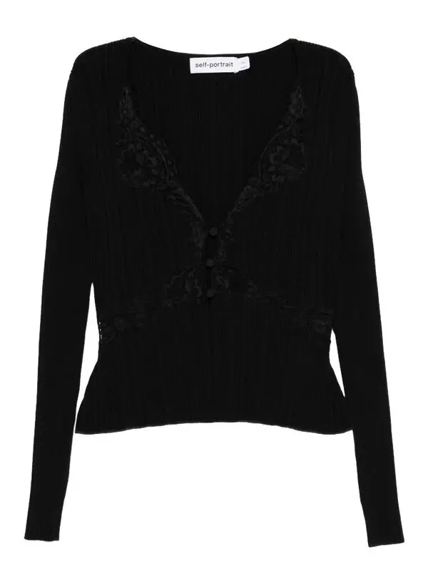 SELF-PORTRAIT Lace Top - Black/blue