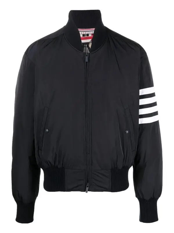 Thom Browne Bomber Jacket With 4-stripe Detail - Blue