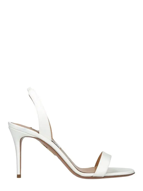 AQUAZZURA Satin So Nude Slingback Sandals 85 - White