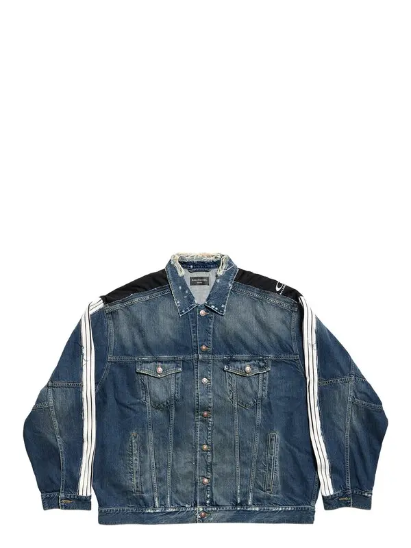 Balenciaga Distressed Denim Jacket - Blue