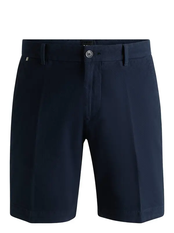 BOSS Stretch Cotton Slim-fit Shorts - Blue