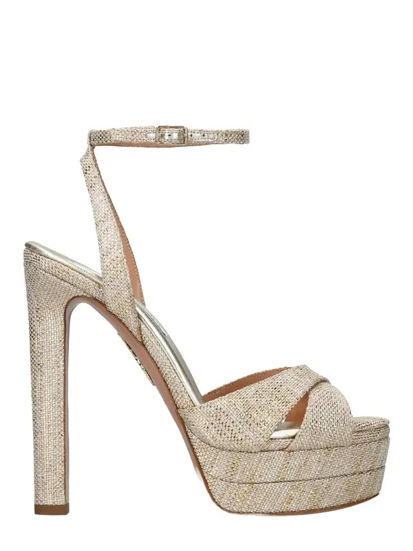 AQUAZZURA Divine Plateau 130 Metallic Platform Sandals - Gold