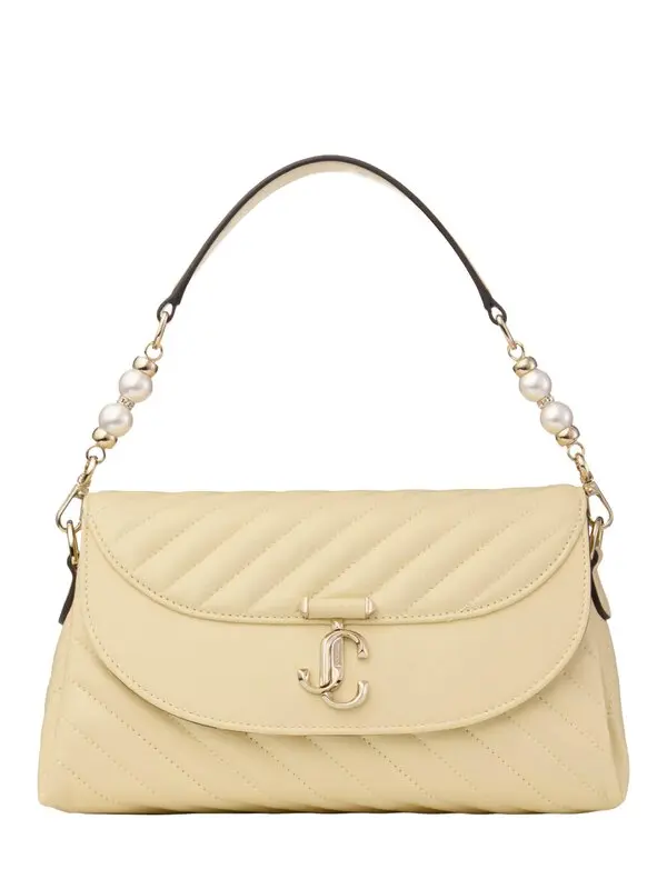 JIMMY CHOO Leather Curve Top-handle Bag - Beige