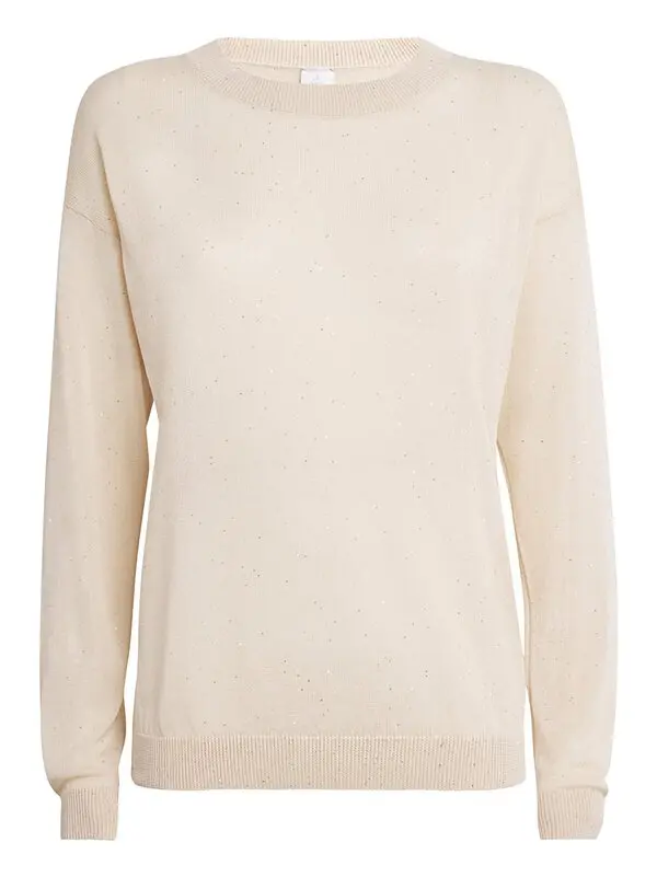Eleventy Sequin-embellished Silk-blend Sweater - Beige