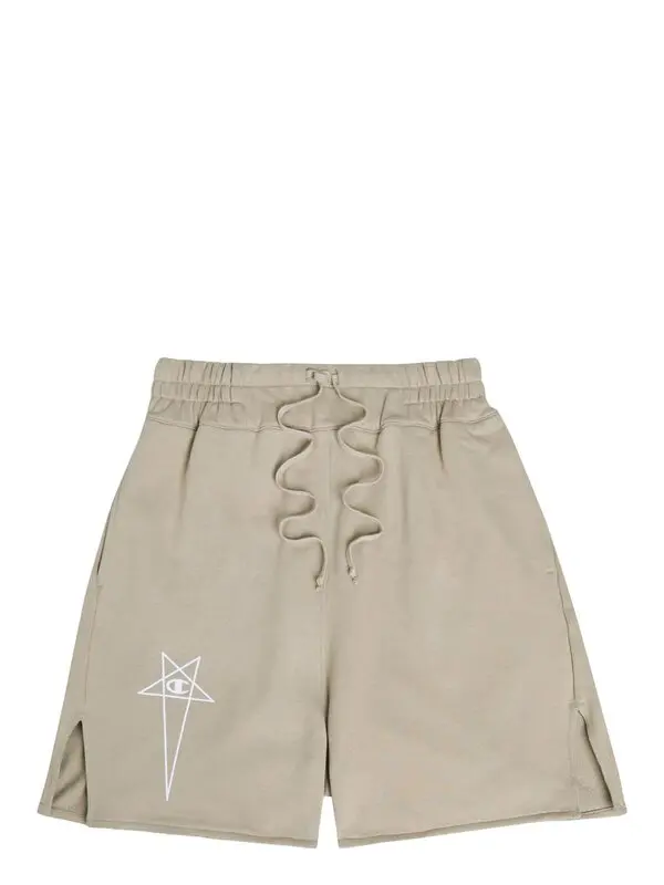 Rick Owens Logo-embroidered Cotton Shorts - Beige