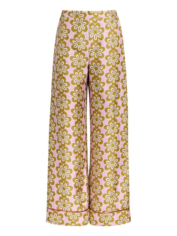 La DoubleJ Printed Silk-twill Pyjama Trousers - Multicoloured