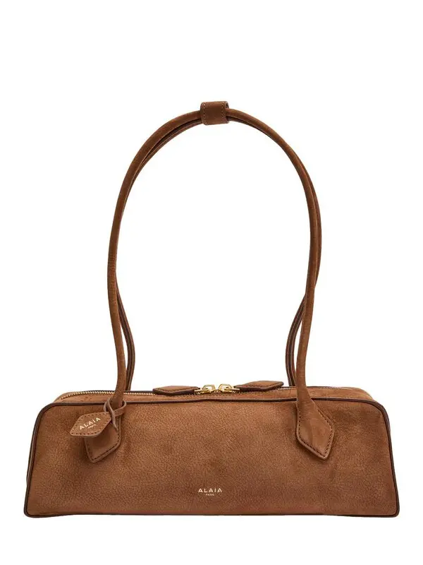 Alaïa Le Teckel Medium Suede Shoulder Bag - Tan