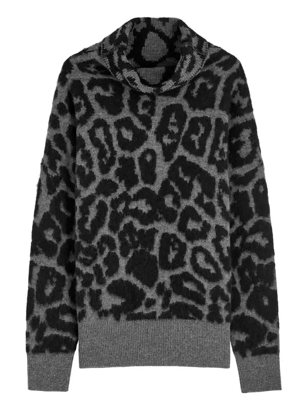 Stella McCartney Leopard-intarsia Wool-blend Jumper - Black