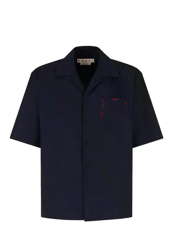 Marni Embroidered Short-sleeve Shirt - Blue