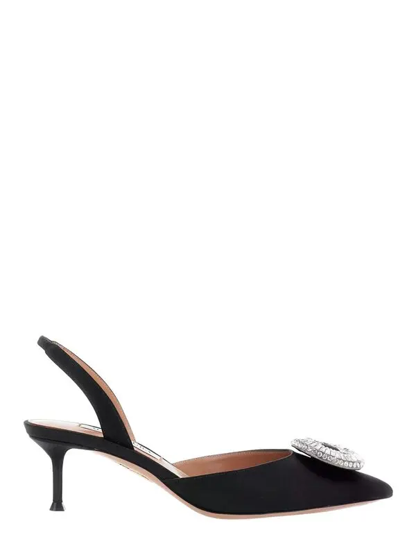 AQUAZZURA Crystal Hoop Slingback Pumps - Black