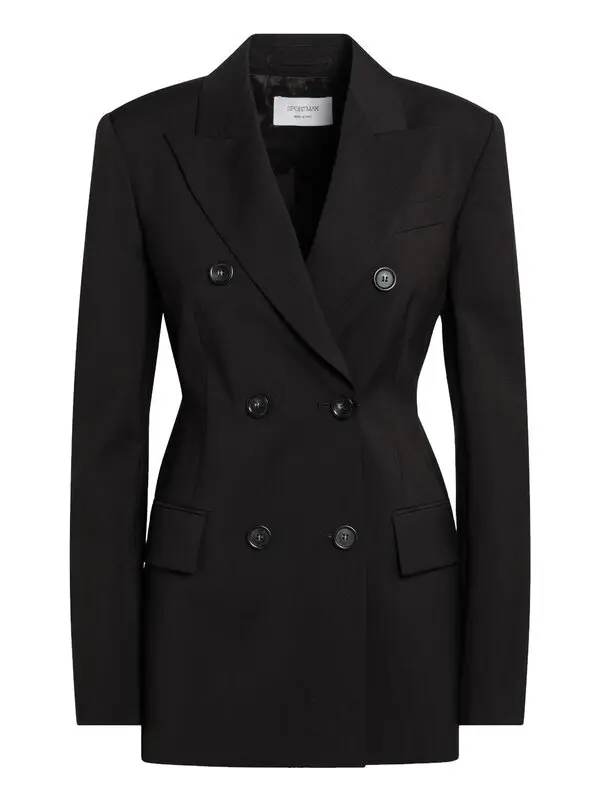 Sportmax Wool Double-breasted Jacket - Brown