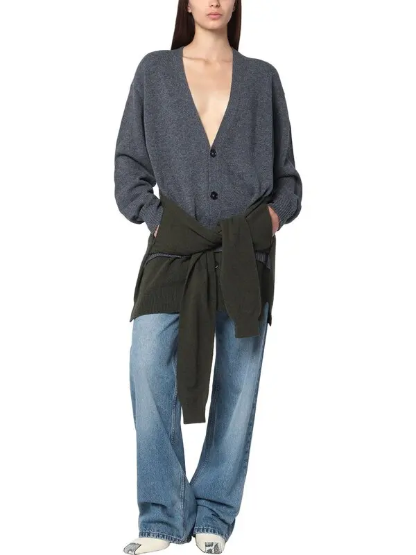 Stella McCartney Virgin Wool Cardigan With Crossed Sleeves - Multicolor