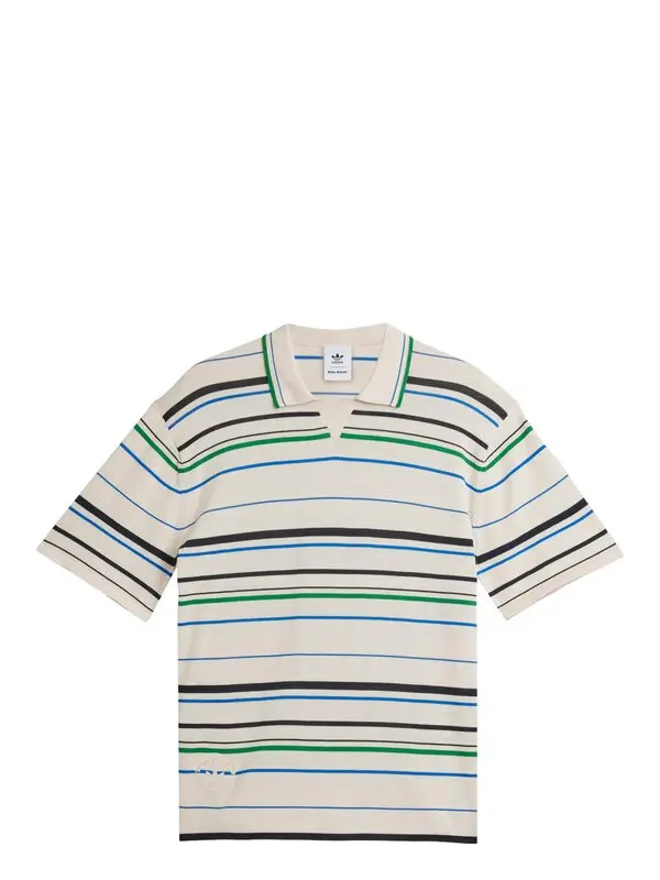 WALES BONNER X ADIDAS Striped Polo Shirt In Cotton Blend - White