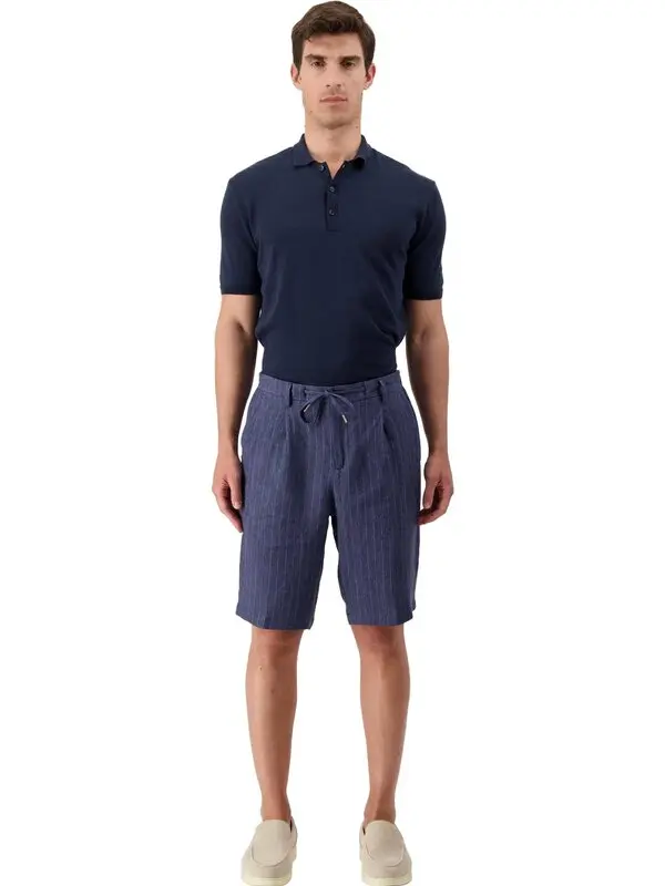 AUTORE Bermuda Olbias In Lino - Blue Navy