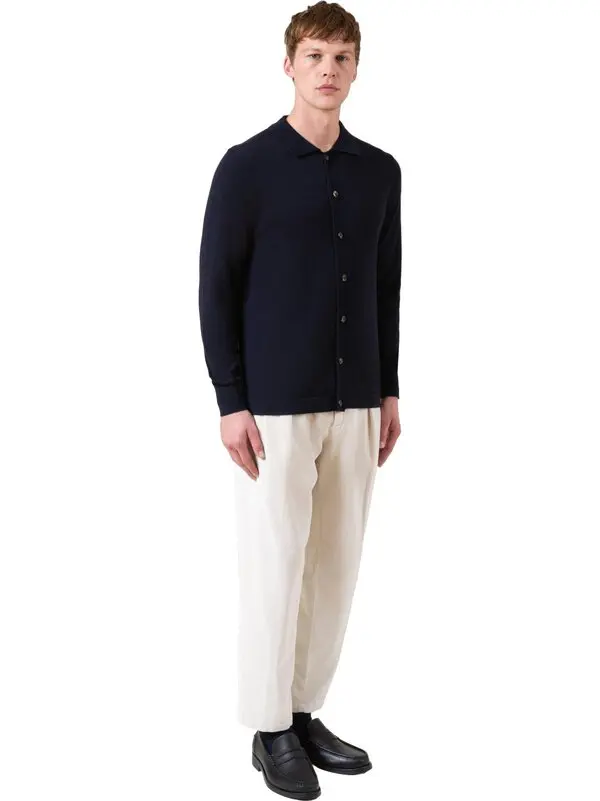 AUTORE Cardigan Freeman In Lana Merino - Blu
