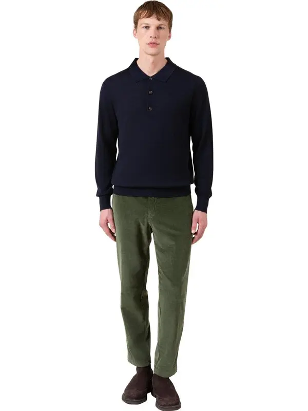 AUTORE Douglas Merino Wool Polo Shirt - Blue