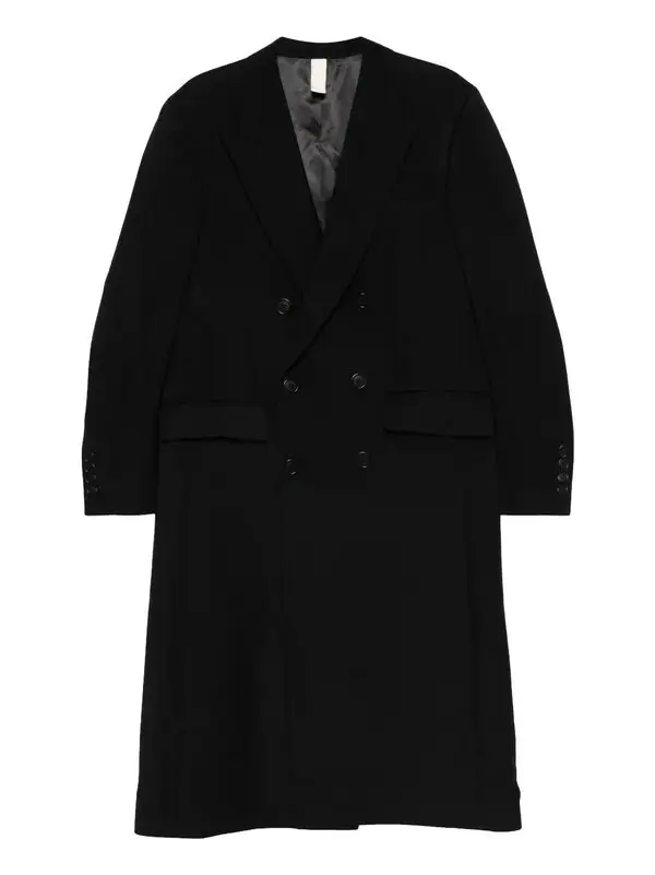 SUNFLOWER Virgin Wool Double-breasted Coat - Black