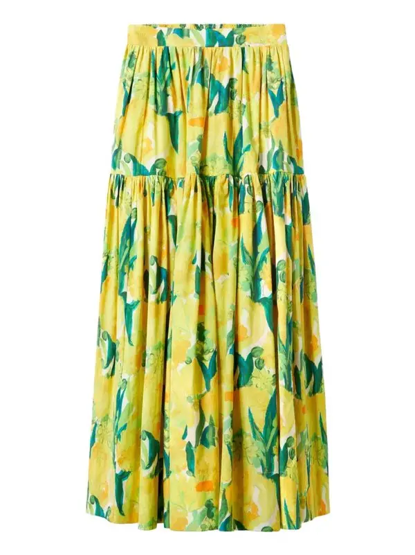 La DoubleJ Floral-print Midi Skirt - Yellow