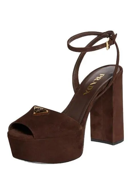 Prada Logo Platform Sandal - Moro