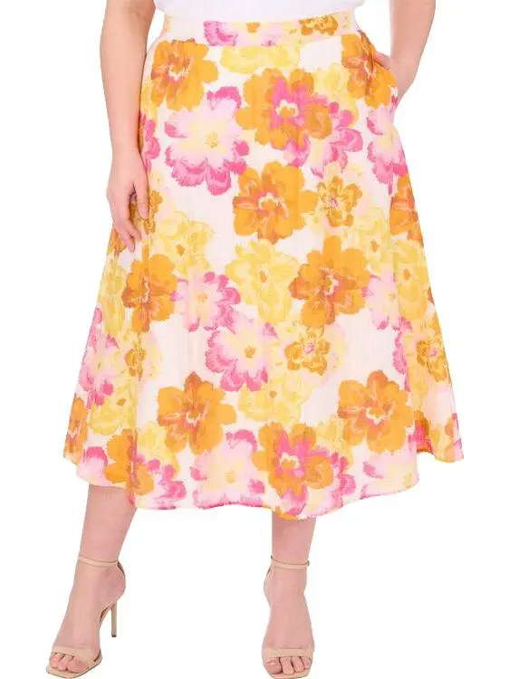 CECE DUPRAZ Floral Print Midi Skirt - Radiant Yellow