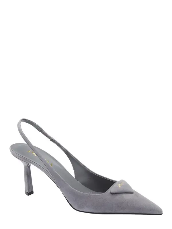 Prada Logo Slingback Pump - Ghiaia