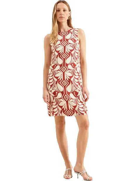 RO&ZO Printed Shift Dress - Brown