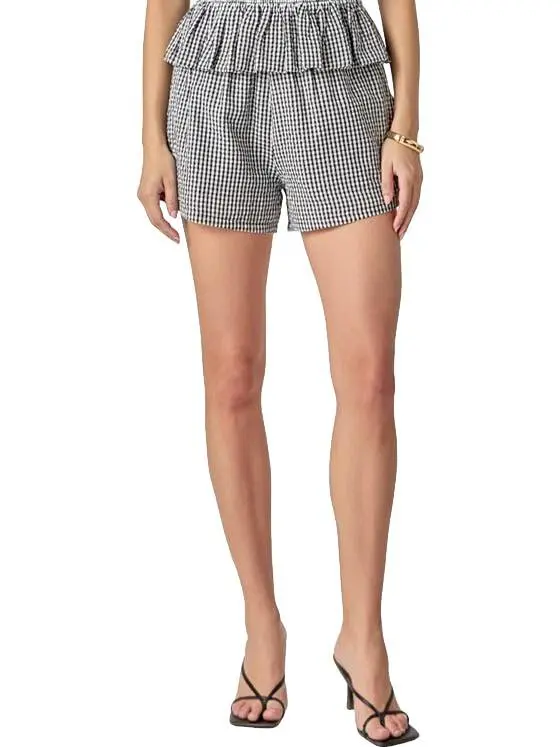 English Factory Gingham Check Shorts - Black/ White