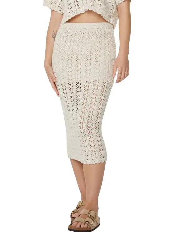 Roxy Sea Swirl Crochet Midi Skirt - Parchment Solid
