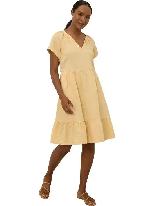 PACT Organic Cotton Coastal Double Gauze Breezy Dress - Sungold