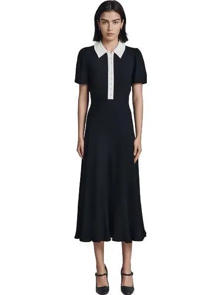 GHOST LONDON Bethan Crepe Midi Shirt Dress - Black