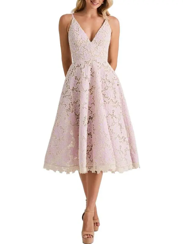 HELSI Amelia Floral Lace Dress - Lilac/ Ivory