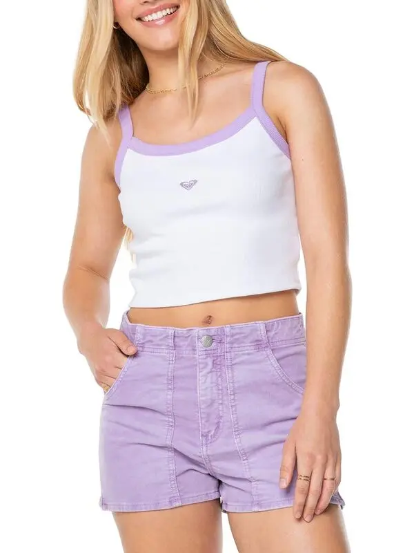 Roxy Sand Bar Crop Camisole - Lilac Breeze Heart Embroidery