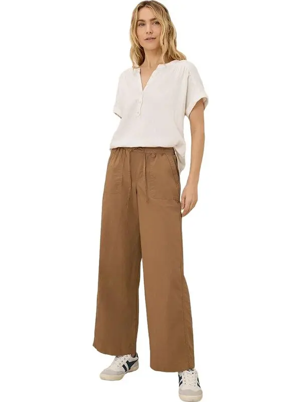 PACT Organic Cotton Poplin Wide Leg Trousers - Brown Sugar